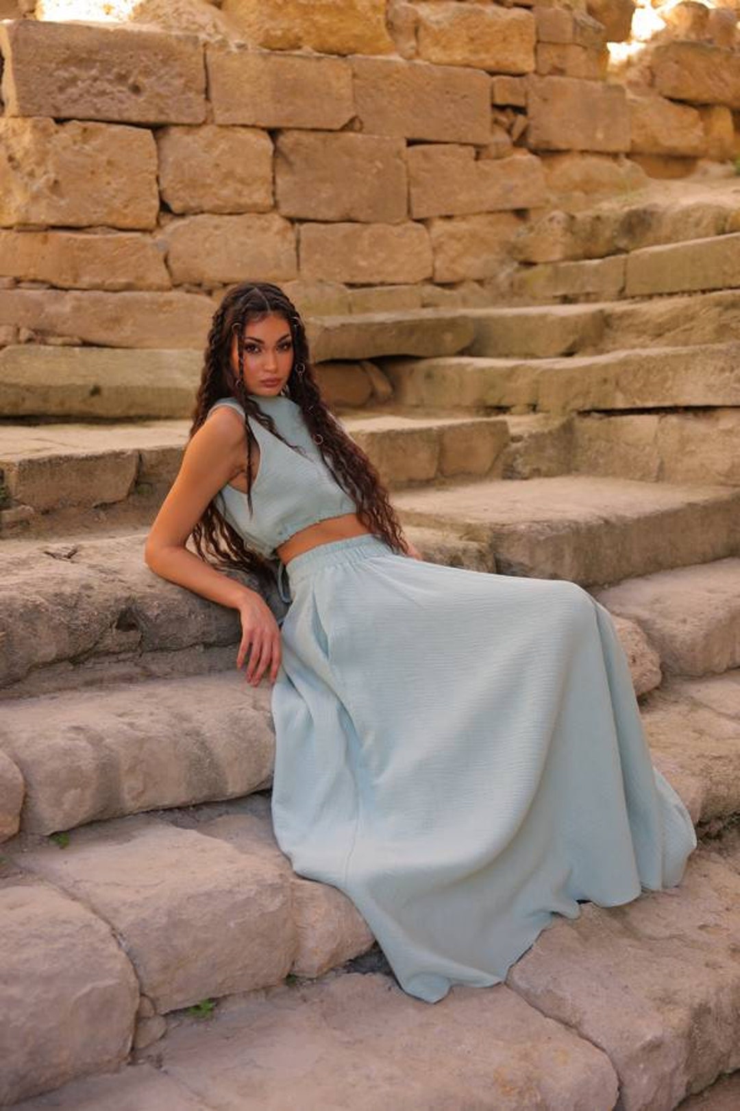 Boho Two Piece Women Skirt Suit,summer Outfit,maxi High Skirt,beach ...
