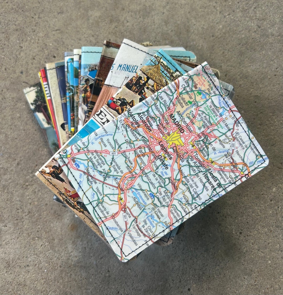 Slim Wallet- Vintage Postcards, Map of Spain- Choose 1 - Etsy
