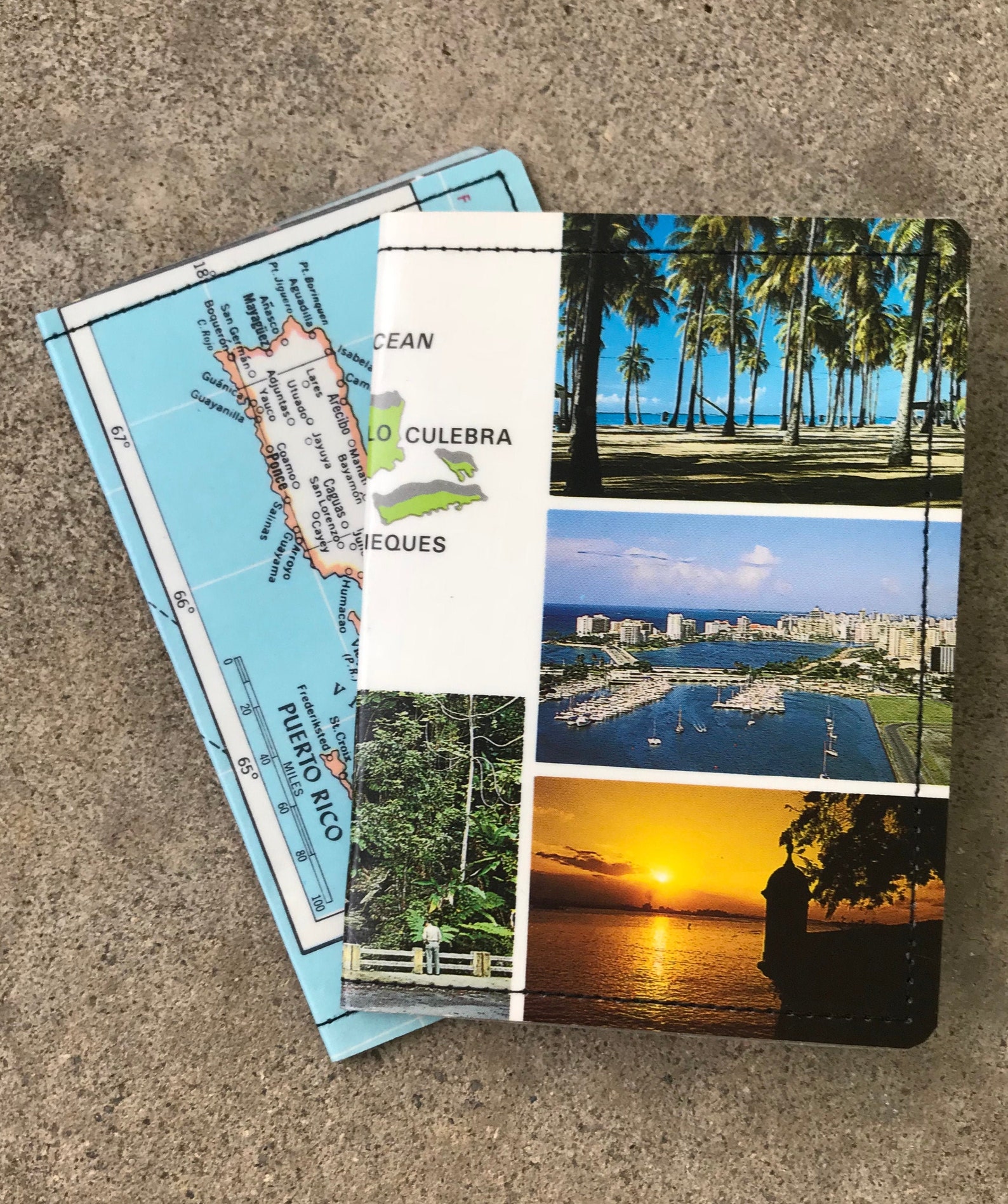 Slim Wallet Vintage Map of Puerto Rico, Bahamas - Etsy