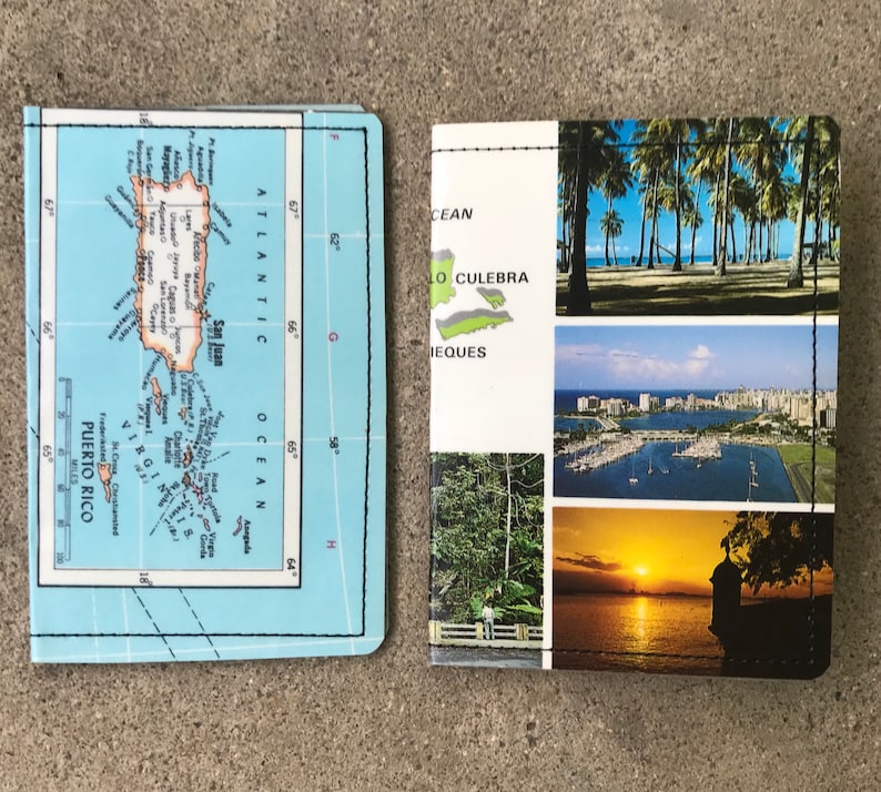 Slim Wallet Vintage Map of Puerto Rico, Bahamas - Etsy