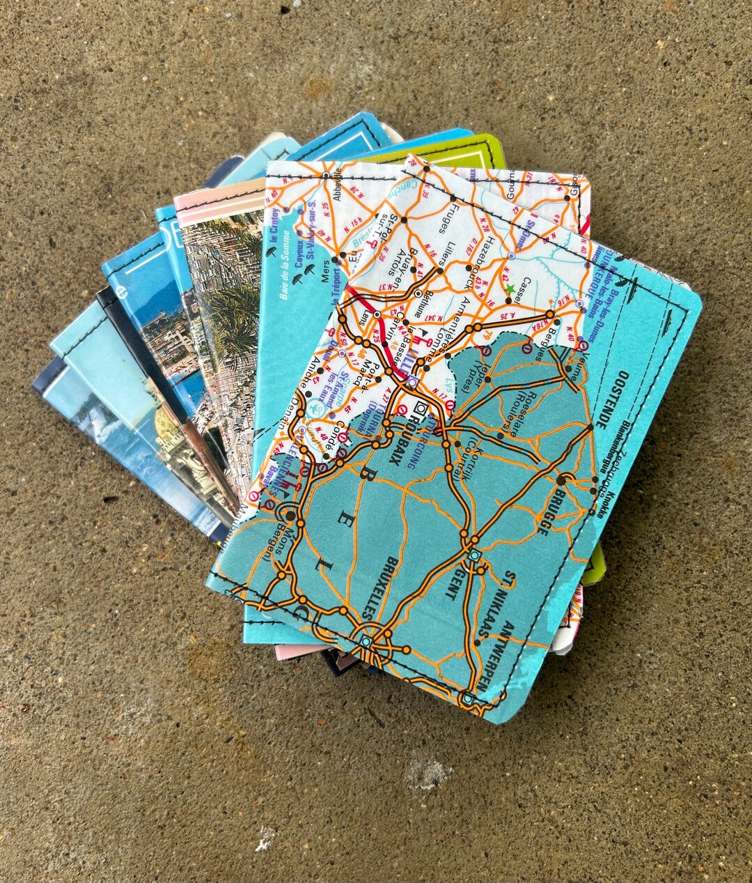 Slim Wallet- Vintage Maps, Postcards of France- Choose 1 - Etsy