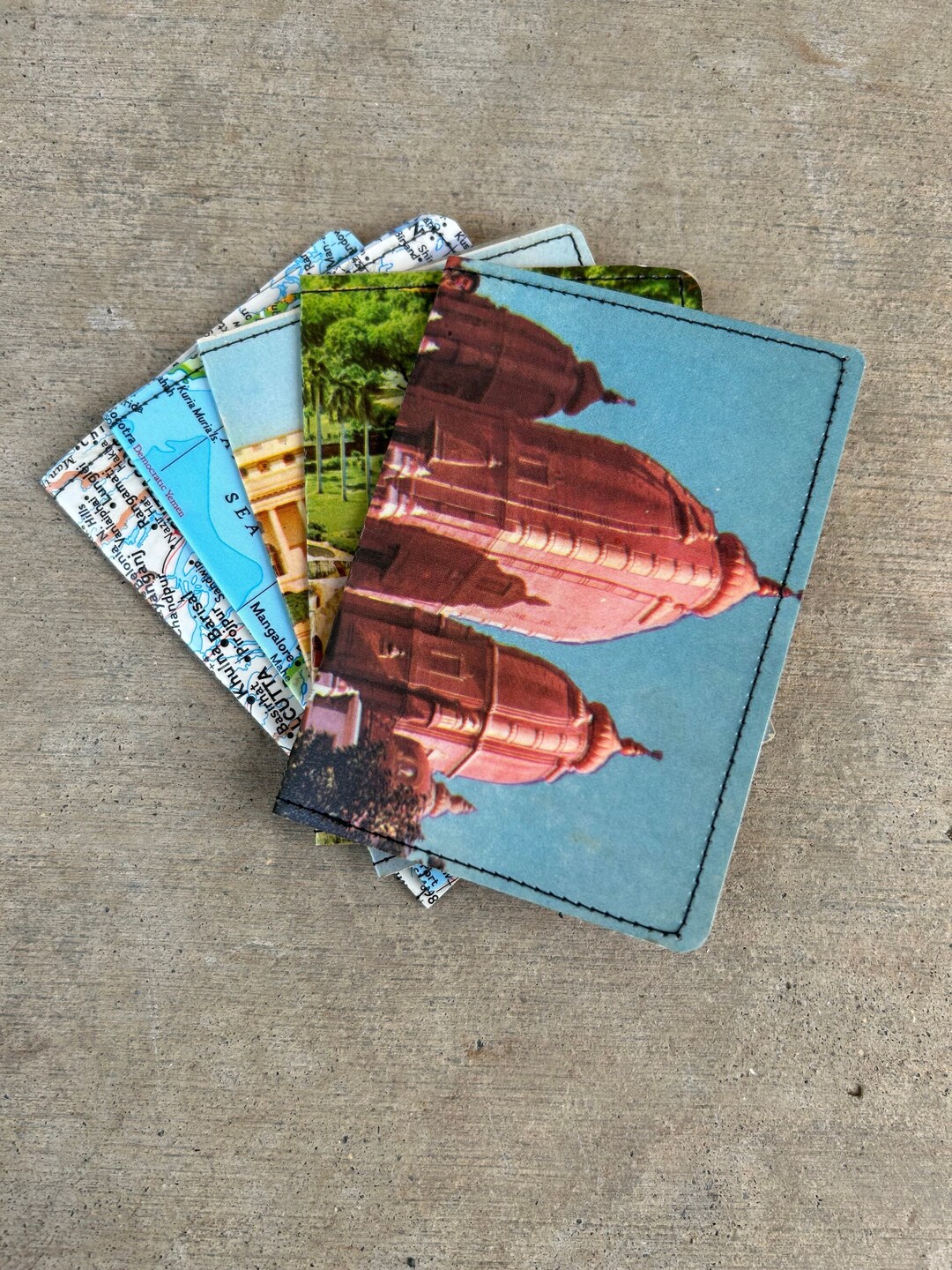 Slim Wallet- Vintage Postcards and Maps of India & Sri Lanka- Choose 1 ...