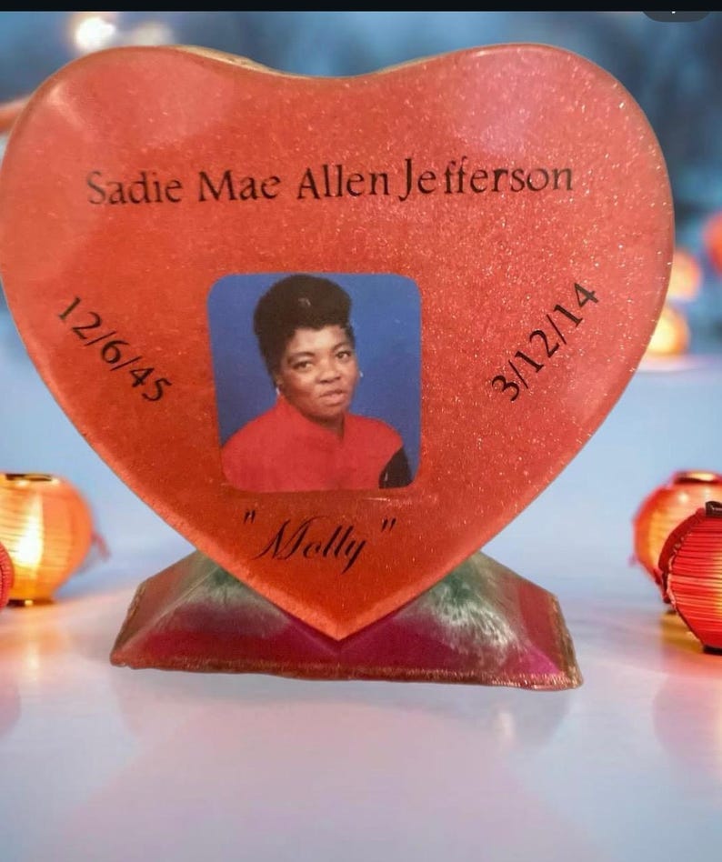 Grieving Custom Resin Memorial Heart - Honoring a Loved One ...