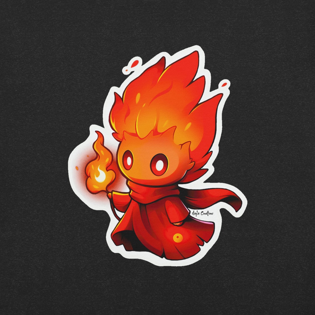 Flame Spirit Character Fiery Red Cloak and Fireball Design - Etsy