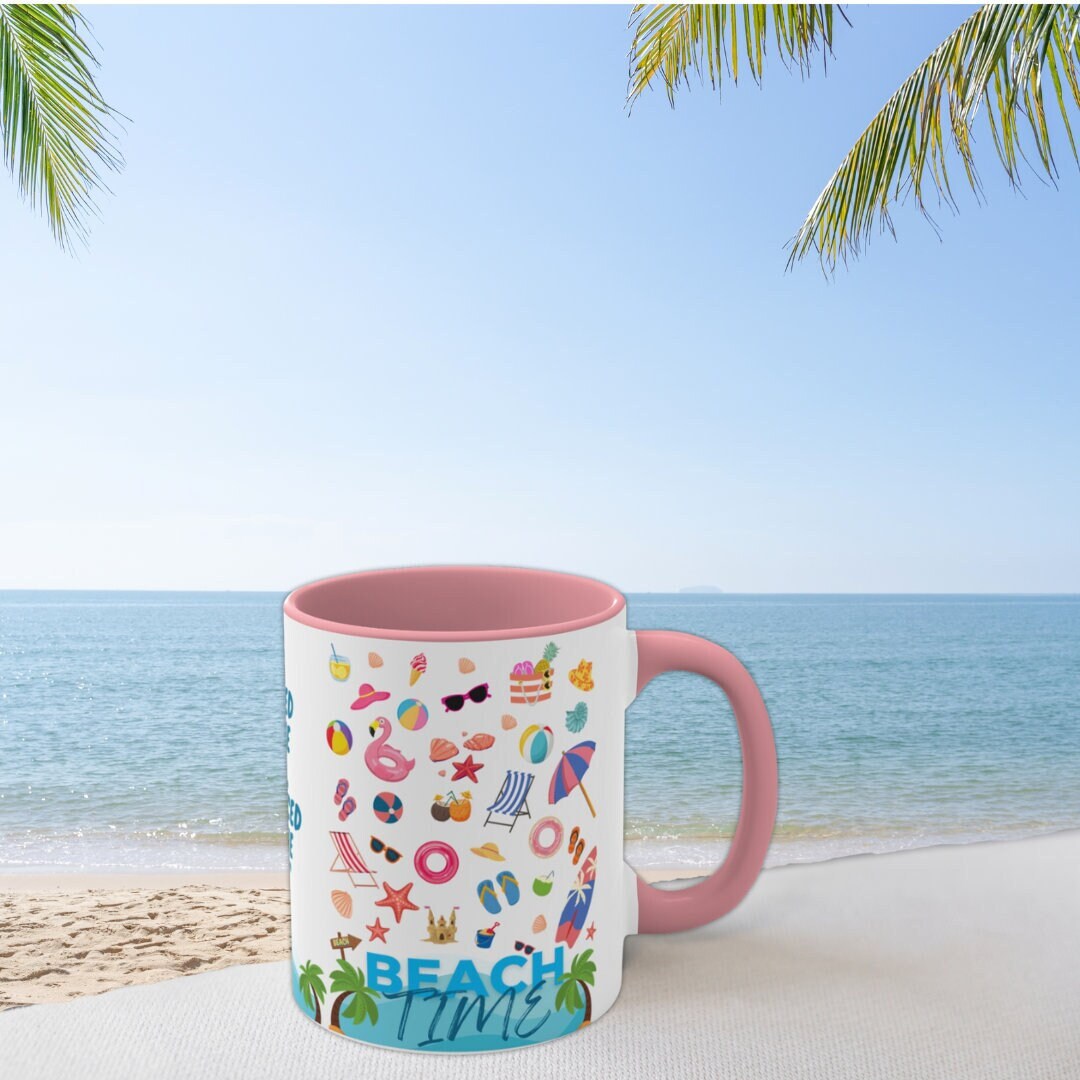 Beach Stickers Mug, Beach Mug, Beach Coffee Mug, Personalize Cup ...