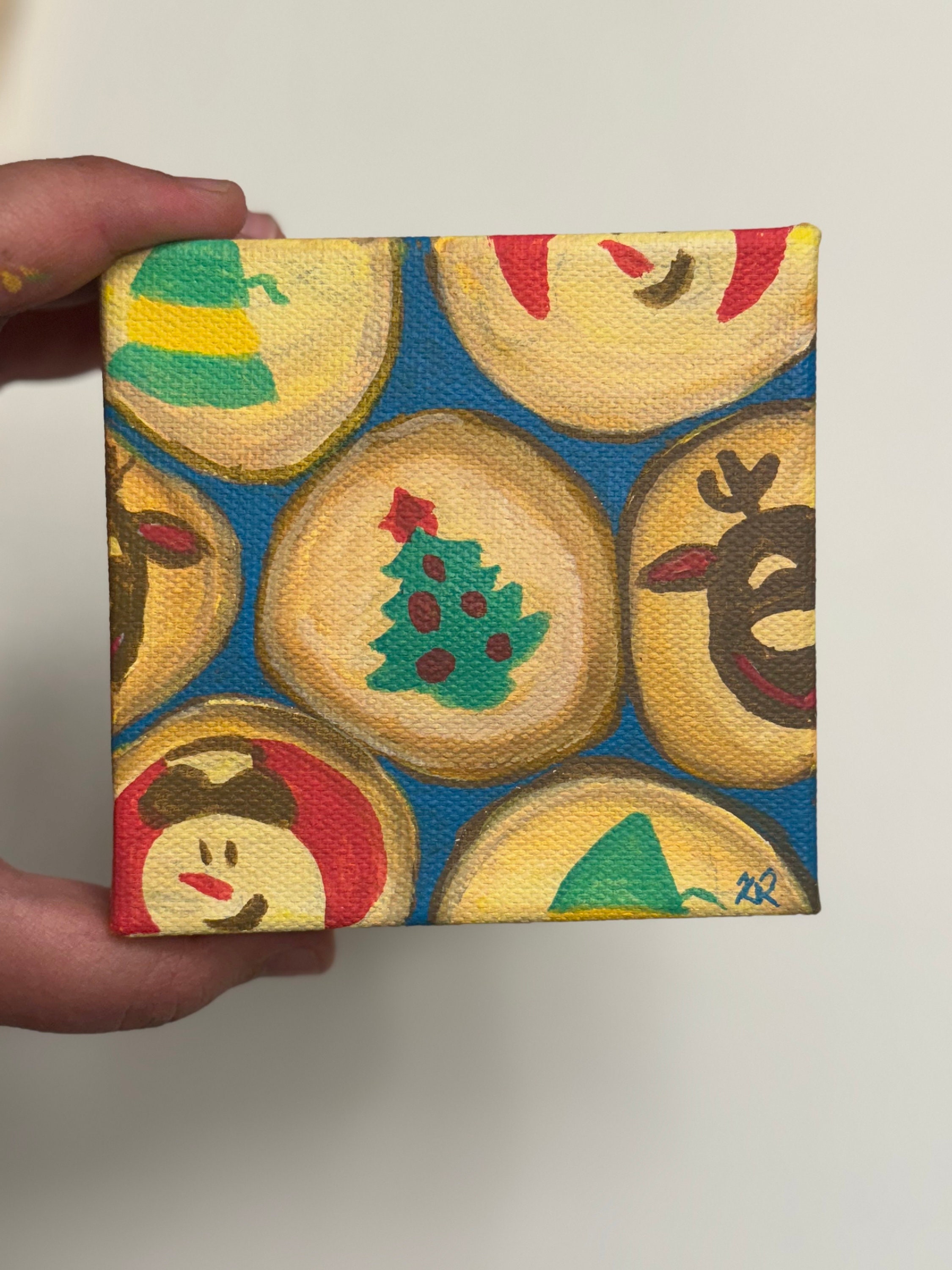 Christmas Cookie Acrylic Painting: Nostalgic Holiday Art (4x4in) - Etsy