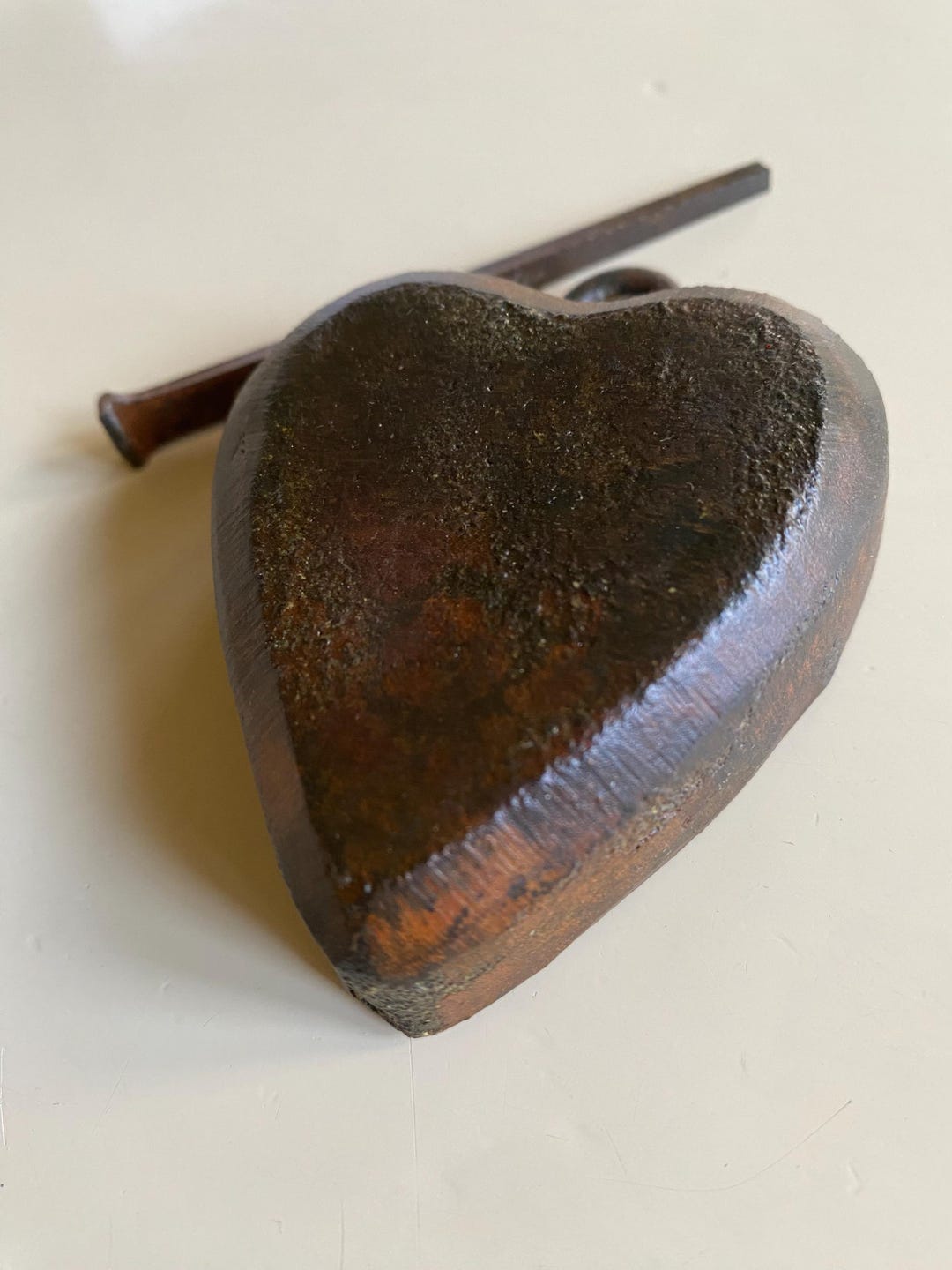 Jan Barboglio Hand Forged Iron Heart Trinket With Square Hanging Nail ...