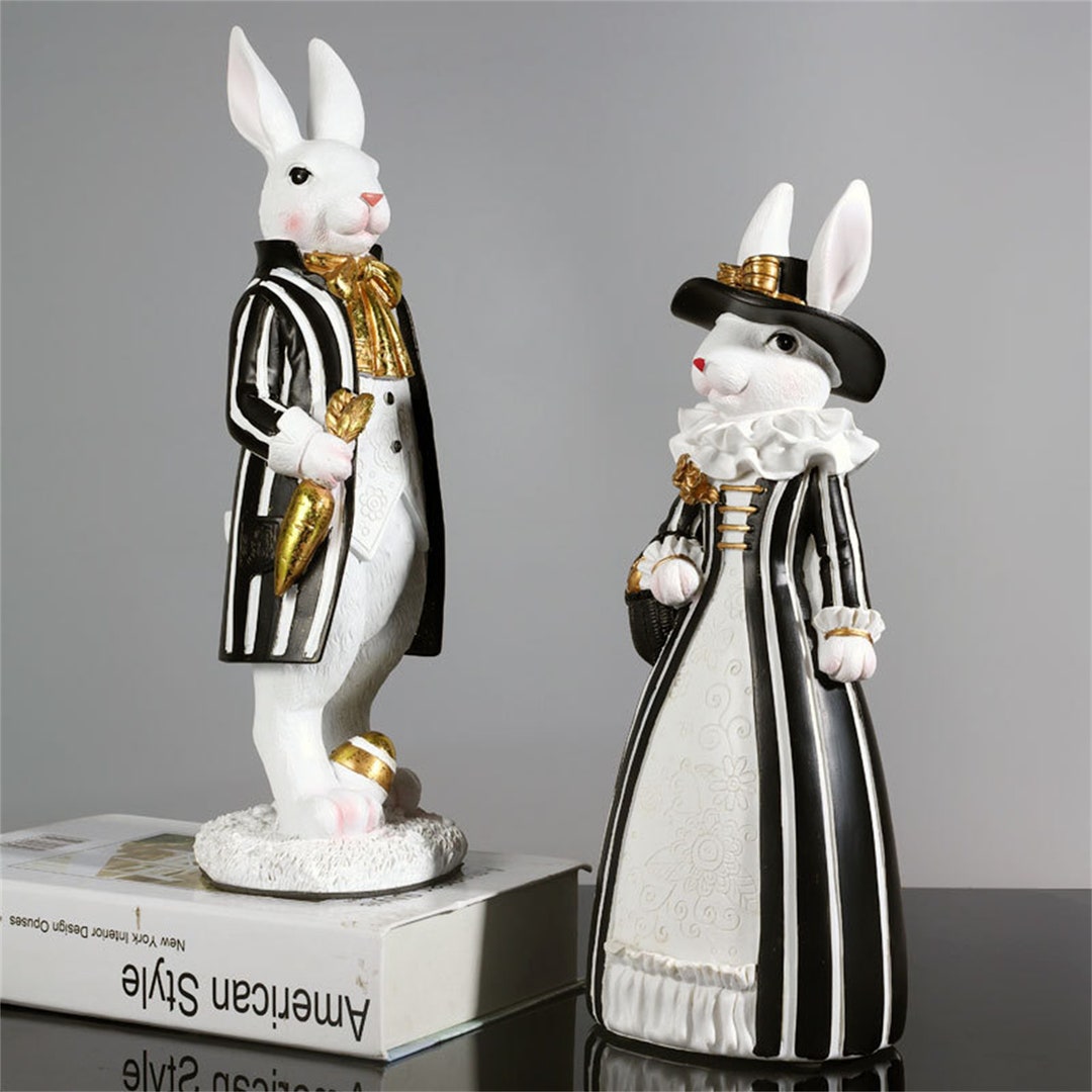 Elegant Handmade Easter Bunny Sculptures Luxury Design in Suits and ...