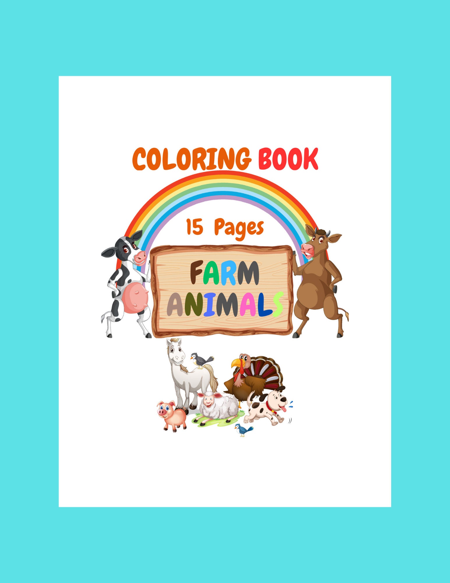 Farm Animals Coloring Pages, Printable Coloring Book, Farm Animals ...