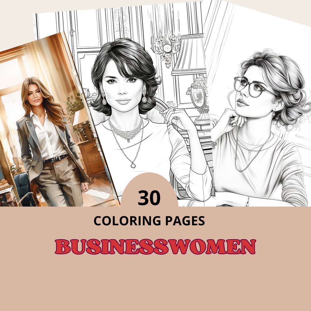 Businesswomen Coloring Pages, Adult & Teens Coloring Book, Printable ...