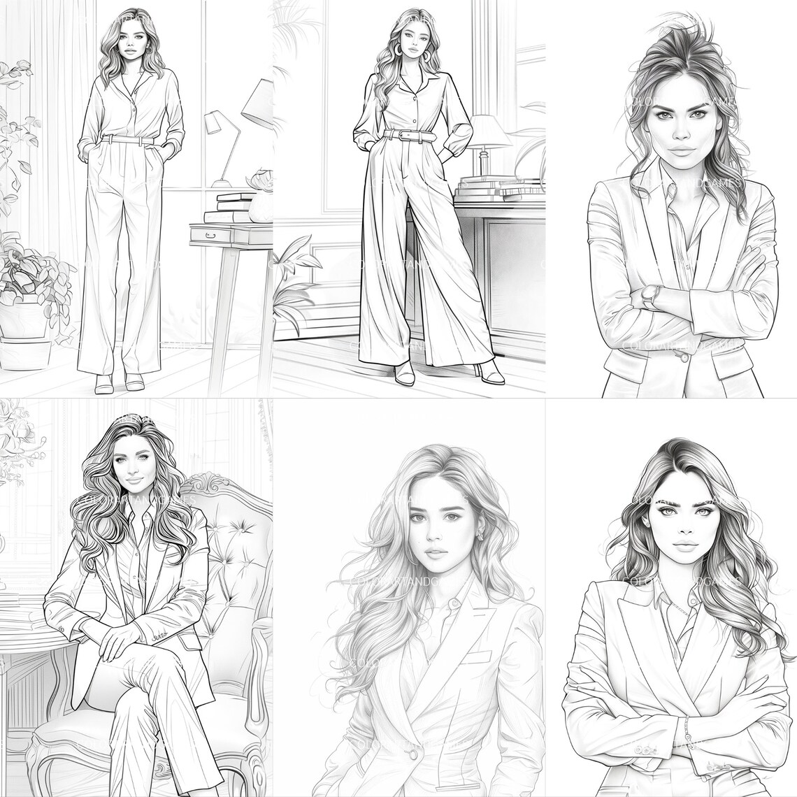 Businesswomen Coloring Pages, Adult & Teens Coloring Book, Printable ...