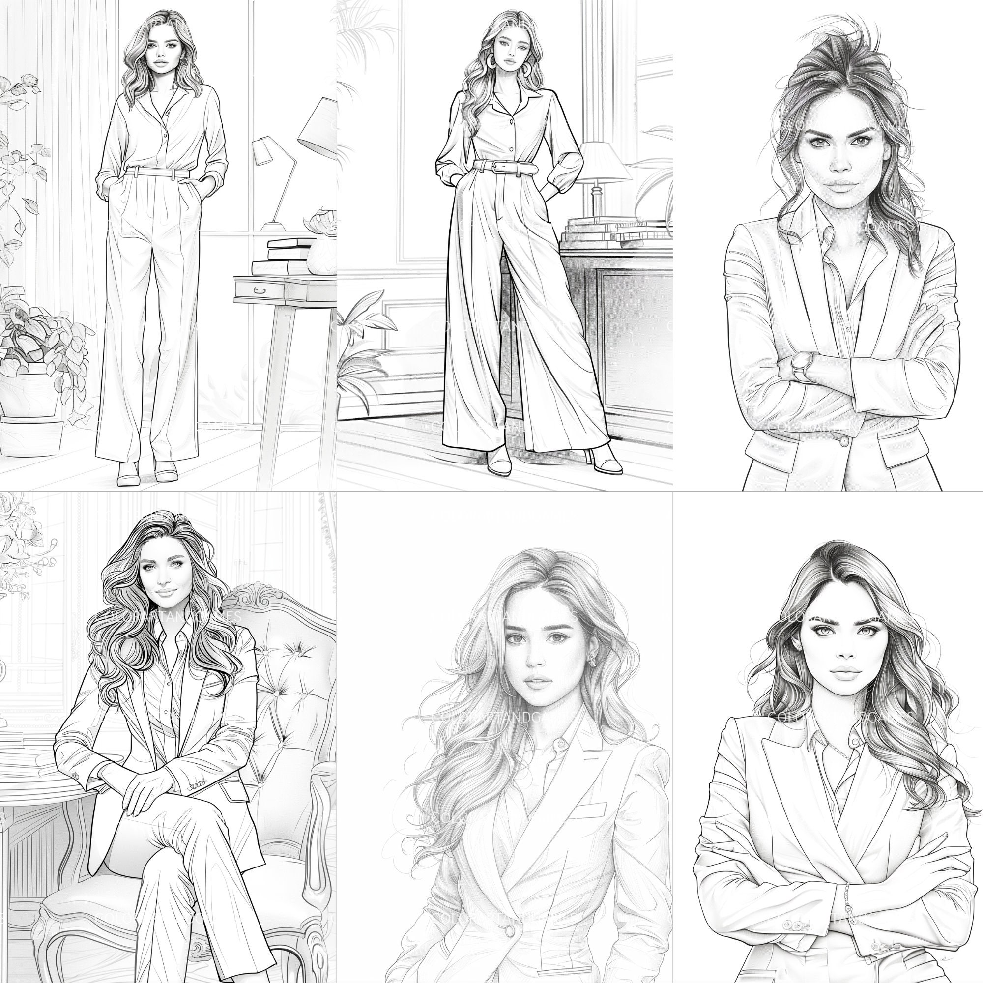 Businesswomen Coloring Pages, Adult & Teens Coloring Book, Printable ...
