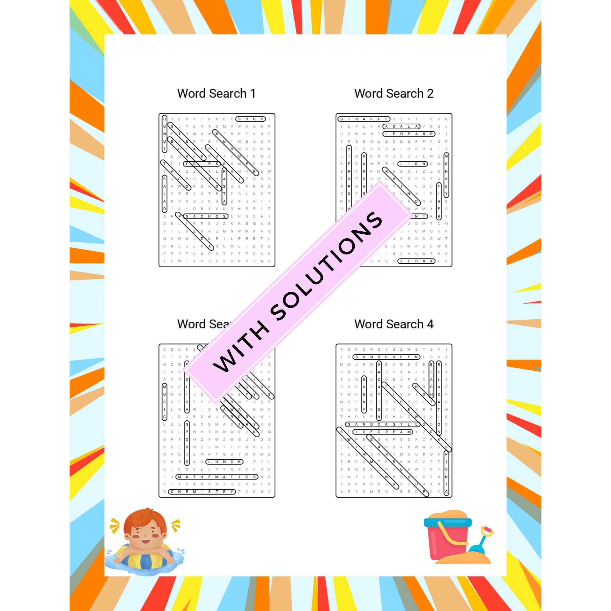 Activity Sheets for Children, Printable Games, Word Searches, Word ...