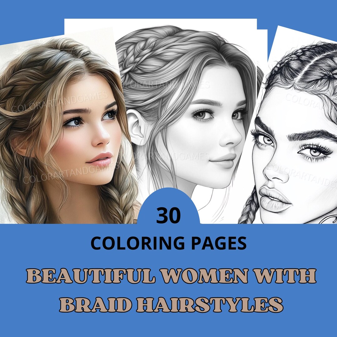 Women's Hairstyles Coloring Pages, Adult & Teens Coloring Book ...