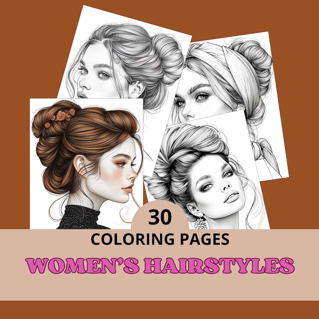 Women's Hairstyles Coloring Pages, Adult & Teens Coloring Book ...