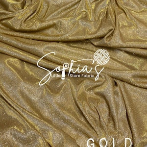 Gold Shimmer Fabric by Yard, 2-way Stretch Glitter Fabric | Luxury ...