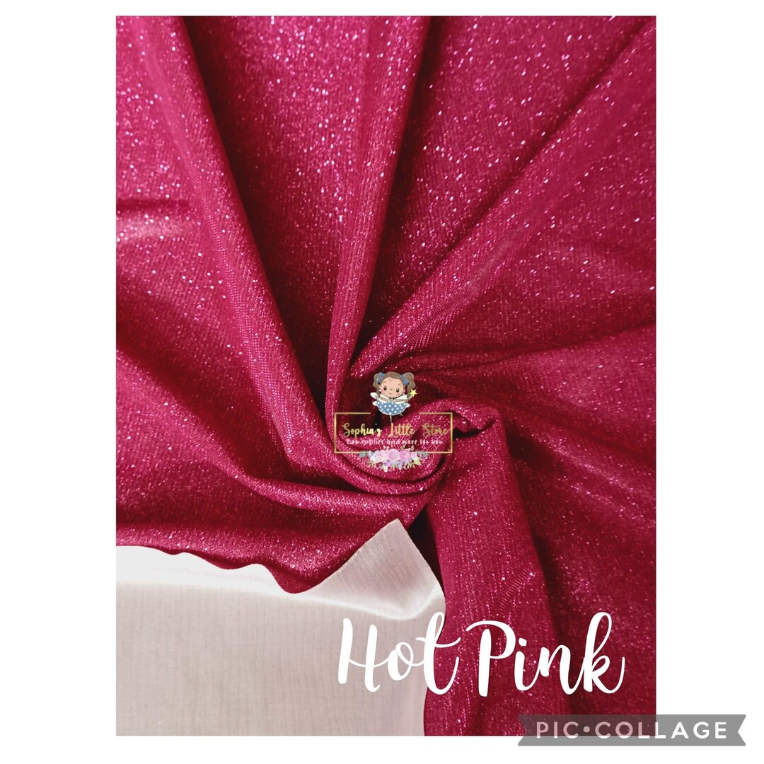 HOT PINK Shimmer Fabric by Yard, Stretch Glitter Fabric | Luxury ...