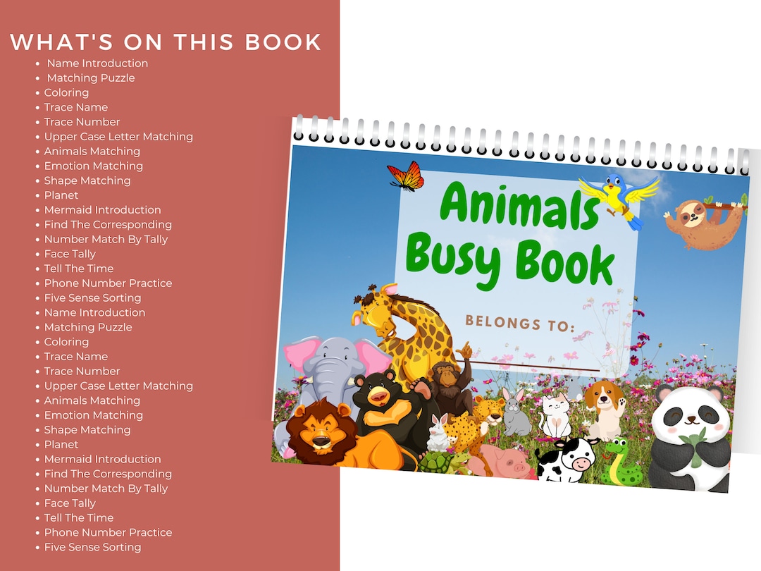 Zoo Animals Busy Book for Kids, Learning Activities (printable, Digital ...