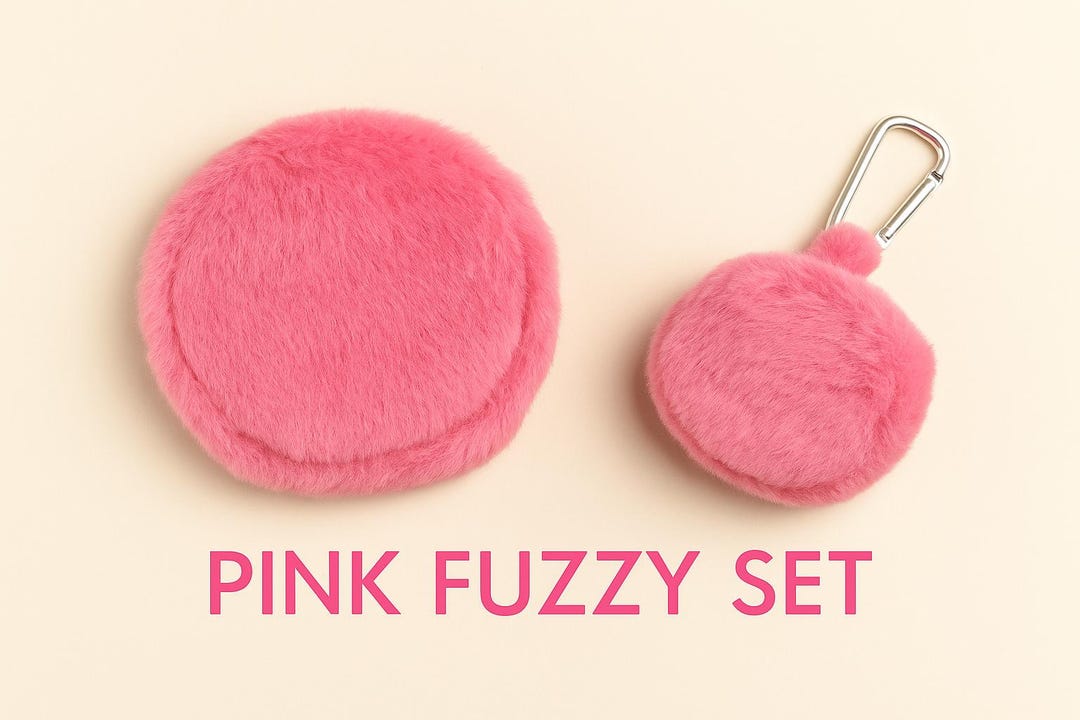 Pink Fuzzy Coin Pouch Set | Soft Plush Wallet | Mini Keychain Pouch ...