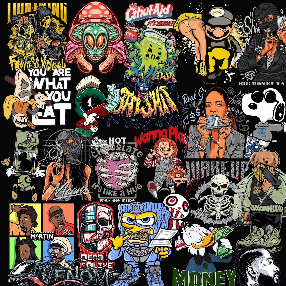 1100+ Streetwear & Anime T-shirt Designs, PNG Logos (digital Download ...
