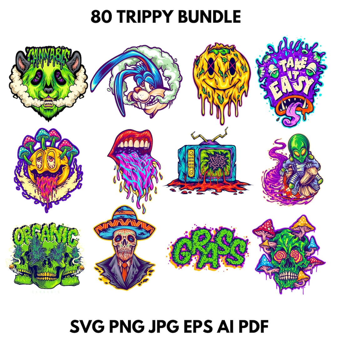 80 Trippy Psychedelic PNG ,SVG Bundle | Graphic Digital Download ...
