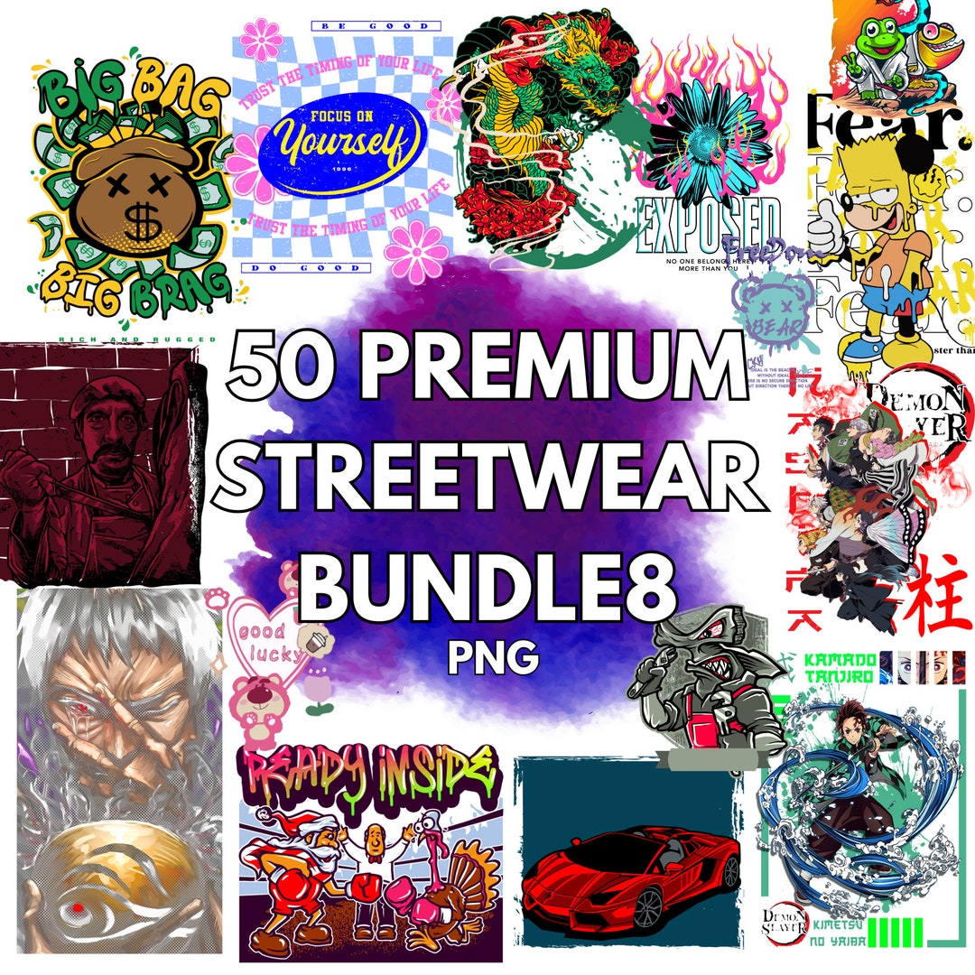50+ Premium Streetwear T-shirt Designs, Mega Bundle (PNG) - Etsy