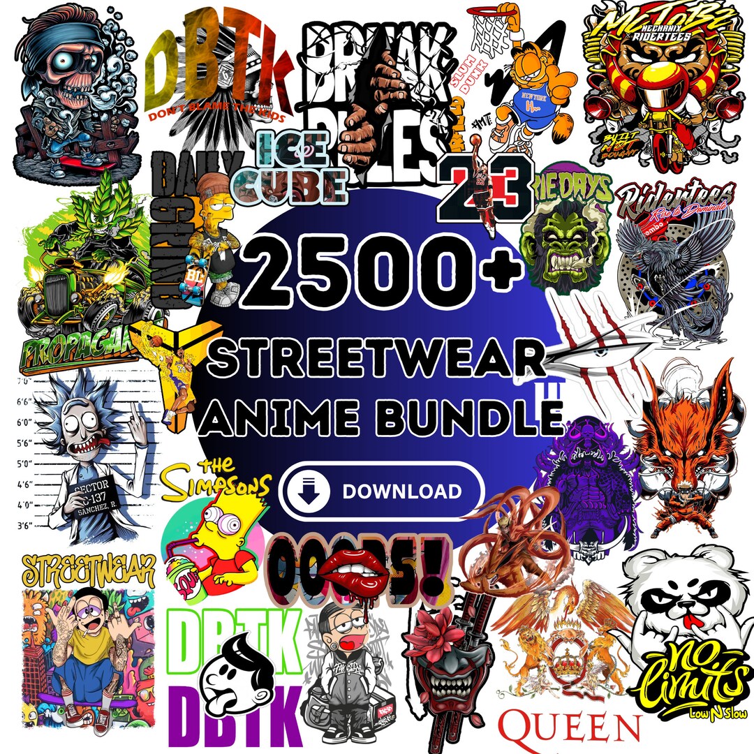 2500+ Streetwear & Anime T-shirt Design Mega Bundle High-quality PNG ...