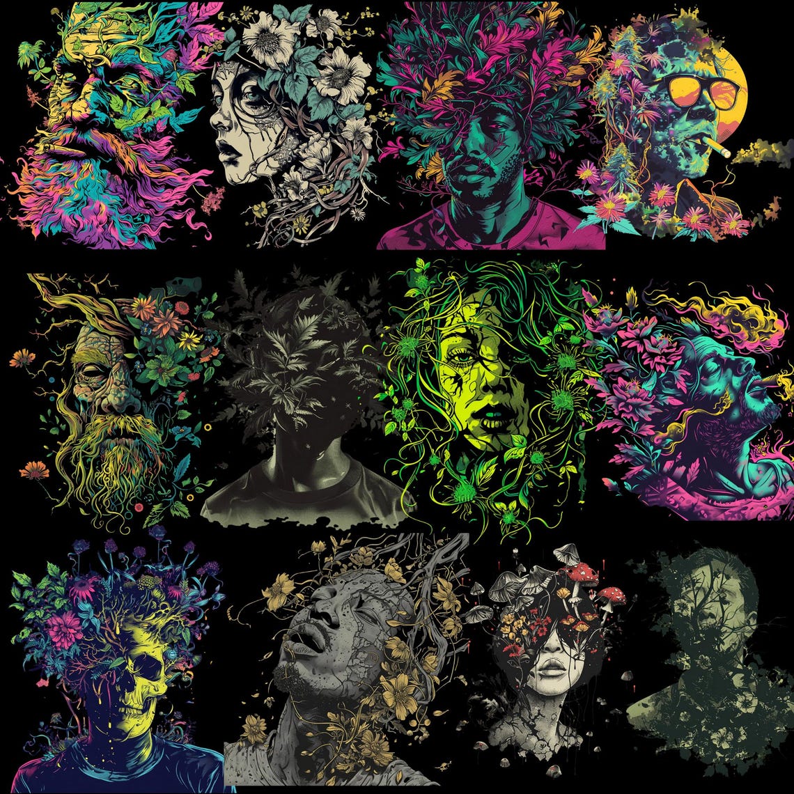 Psychedelic Design Bundle PNG | High-quality Trippy Digital Art Pack ...