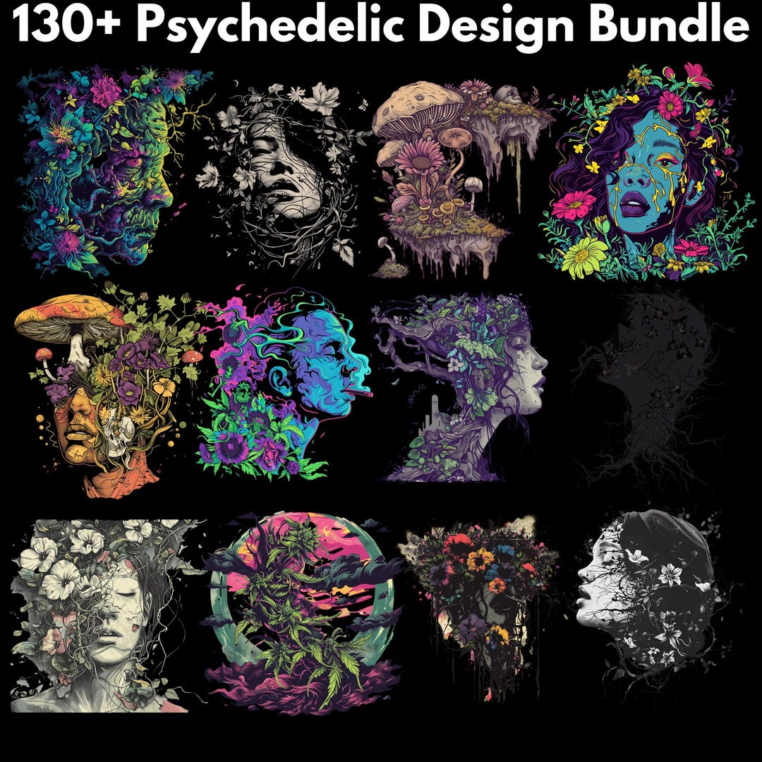 Trippy Psychedelic Art PNG Bundle | Colorful Designs (instant Download ...