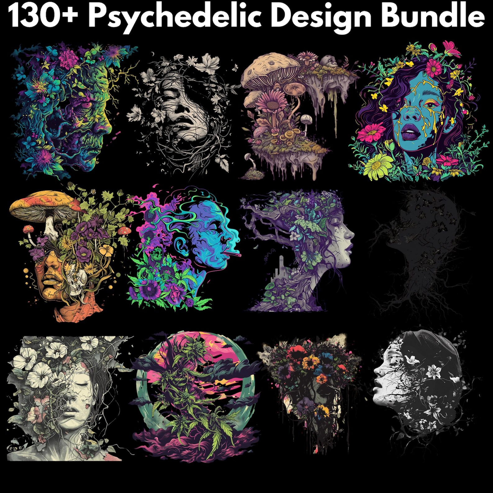 Psychedelic Design Bundle PNG | High-quality Trippy Digital Art Pack ...