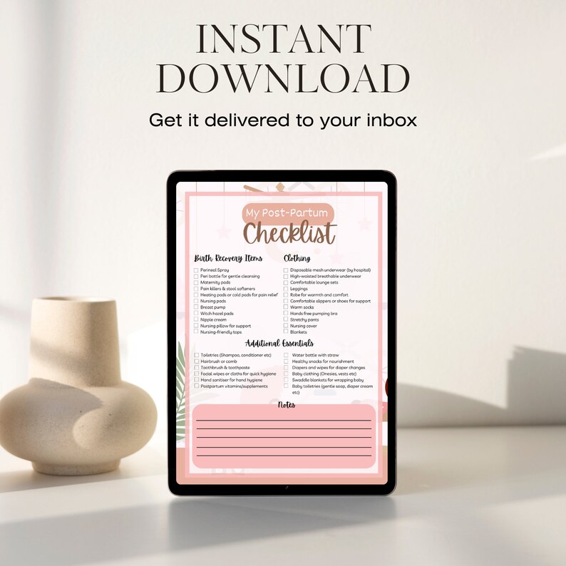 Postpartum Recovery Checklist: Printable Essentials Guide (digital ...