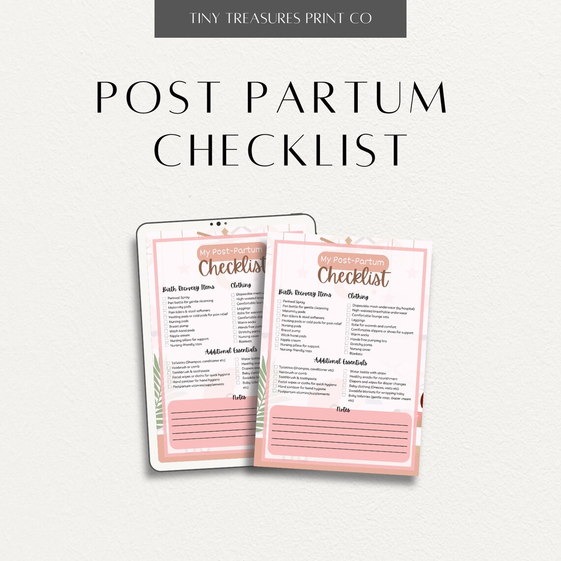Postpartum Printable Checklist Postpartum Essentials Postpartum Selfcare Digital Download Post ...