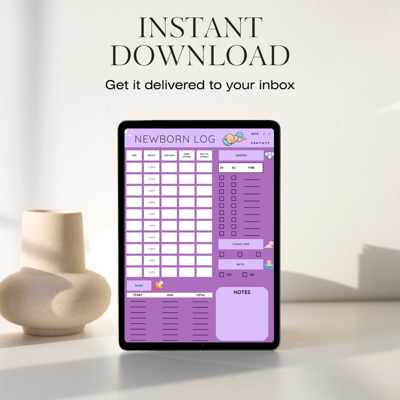 Newborn Daily Care Log Breastfeeding Tracker Baby Care Log Printable ...
