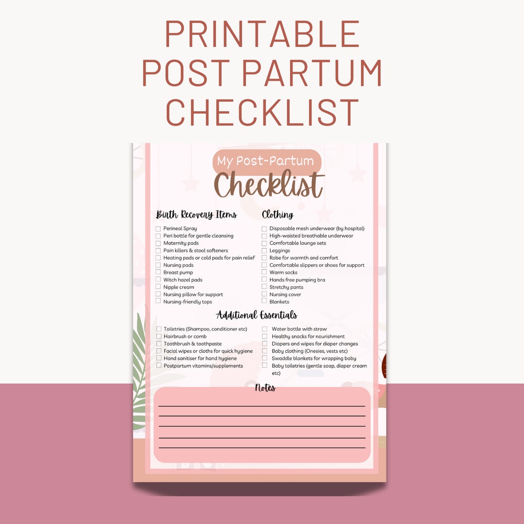 Postpartum Printable Checklist Postpartum Essentials Postpartum ...