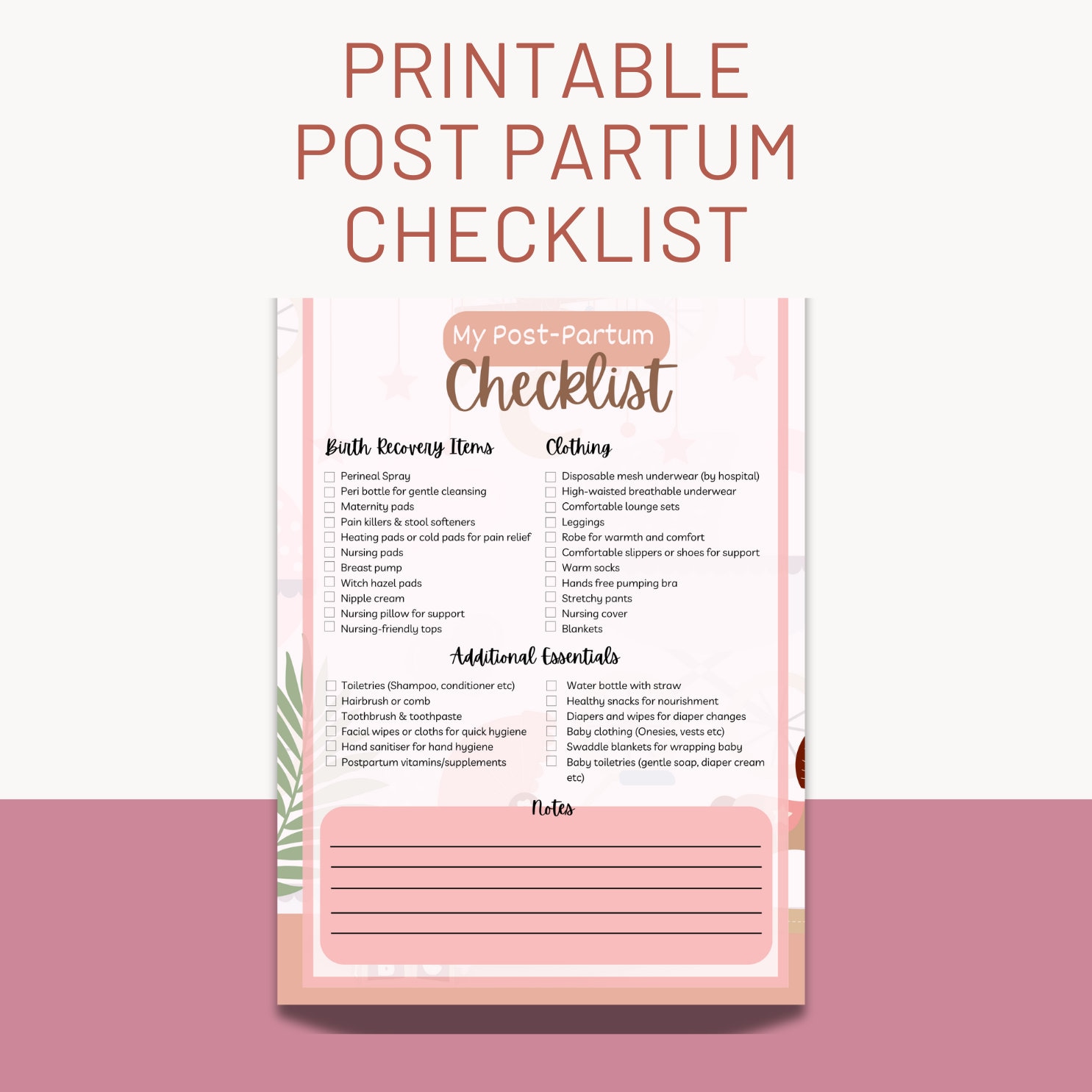Postpartum Printable Checklist Postpartum Essentials Postpartum ...