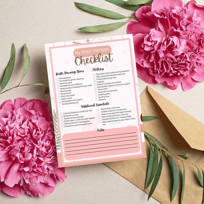 Postpartum Printable Checklist Postpartum Essentials Postpartum Selfcare Digital Download Post ...