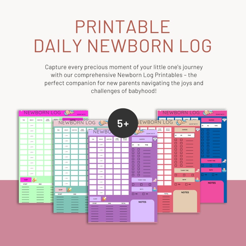 Newborn Daily Care Log Breastfeeding Tracker Baby Care Log Printable ...