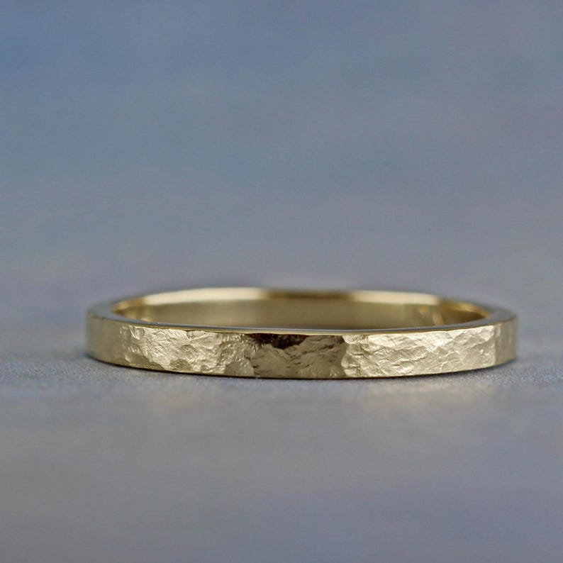 Personalized Rustic Gold Ring, 2mm Dainty Stackable Ring - Etsy