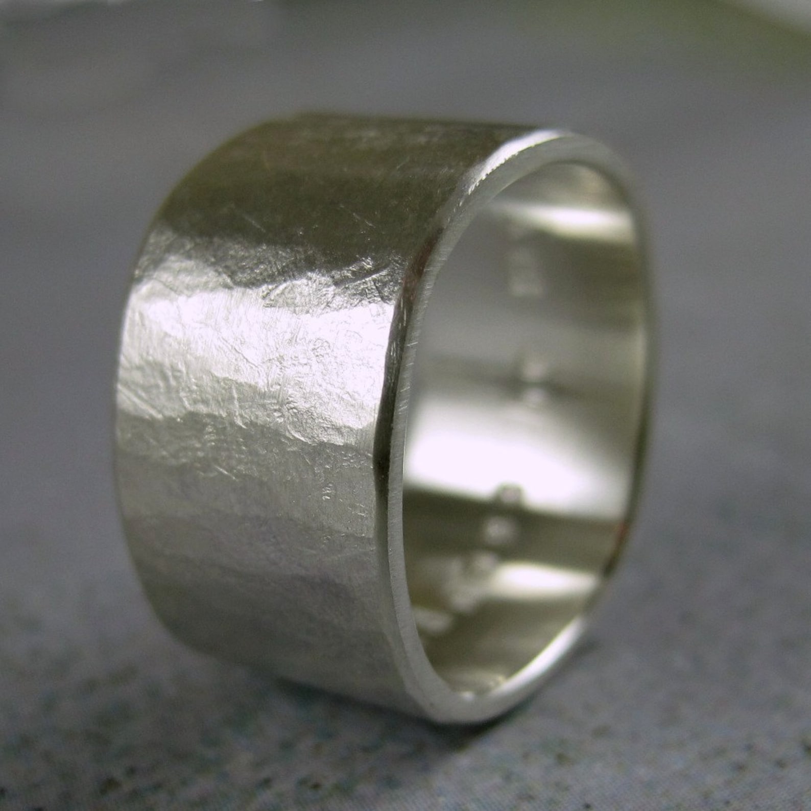 Square Ring Rustic Sterling Silver Custom Engraving Custom | Etsy