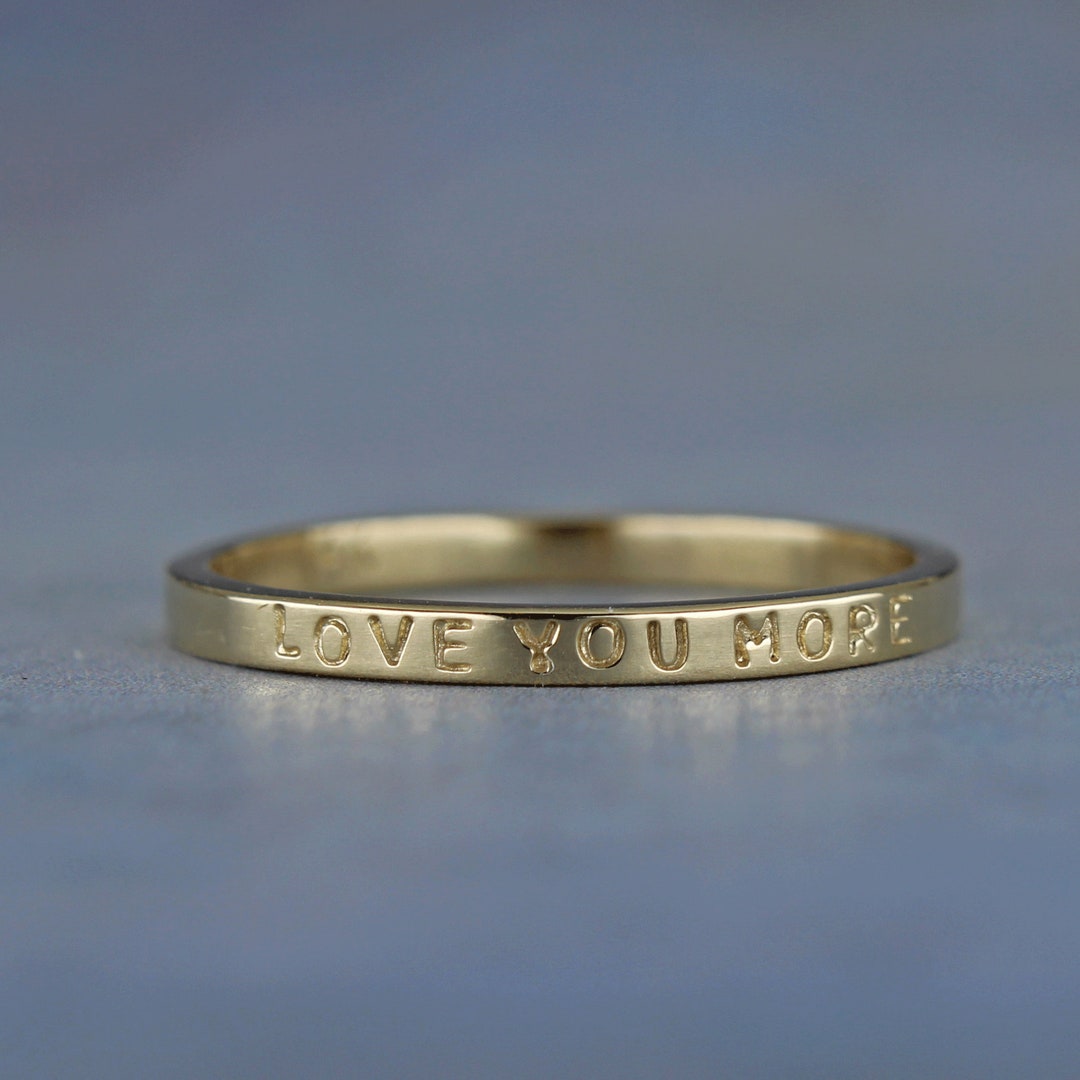 Engraved Gold Ring, Personalized Gold Ring, Solid 14k or 10k Gold ...