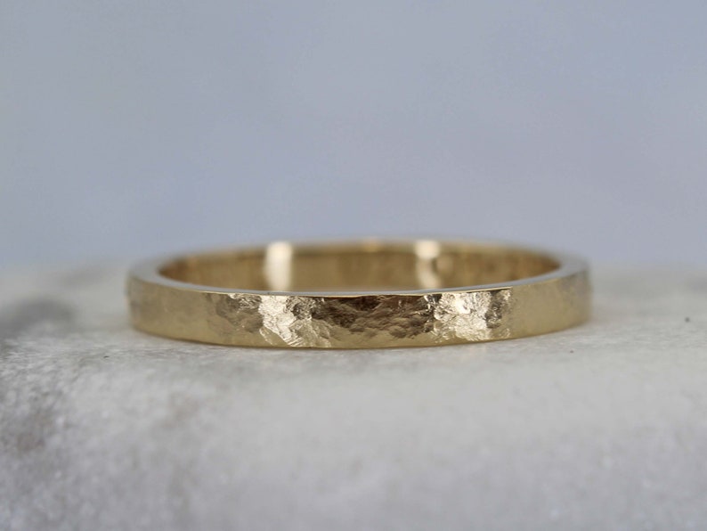 Personalized Rustic Gold Ring, 2mm Dainty Stackable Ring - Etsy