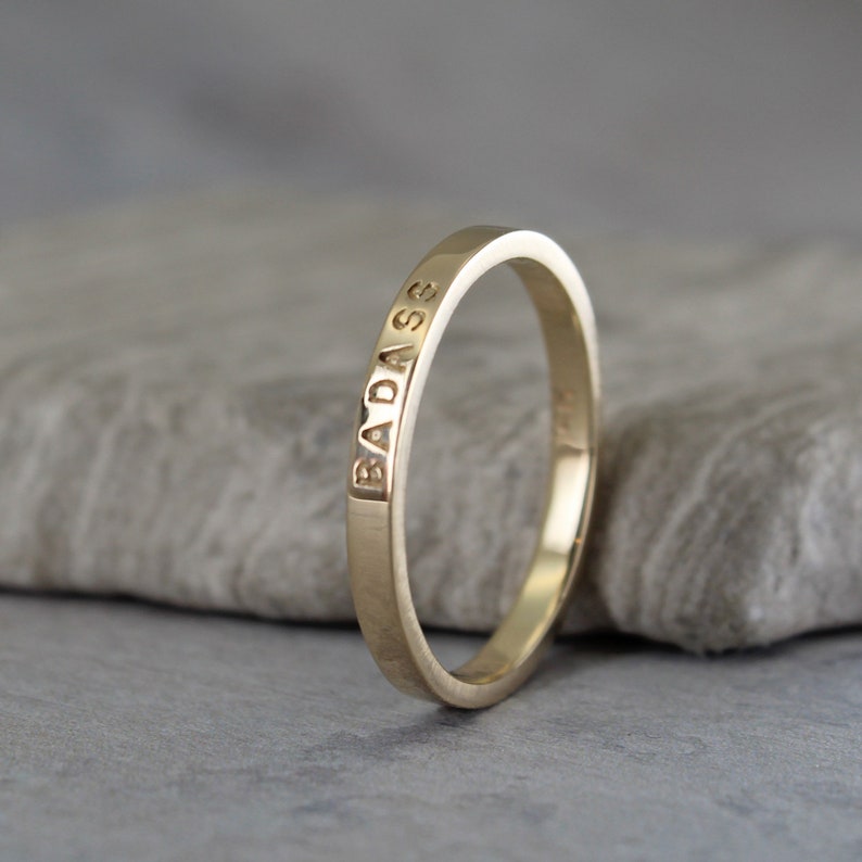 Engraved Gold Ring Personalized Gold Ring Solid 14k or 10k - Etsy