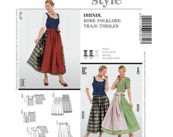 Burda Sewing Pattern 7870 Dirndl Folklore Corset Top, Skirt Size 12-30 ...