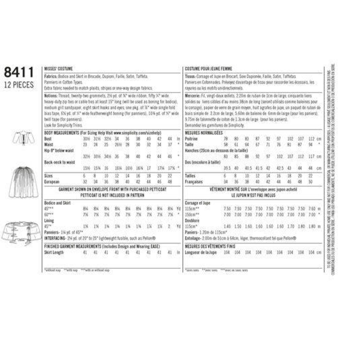 Simplicity Sewing Pattern 8411 1800's Gown Dress-costume | Etsy