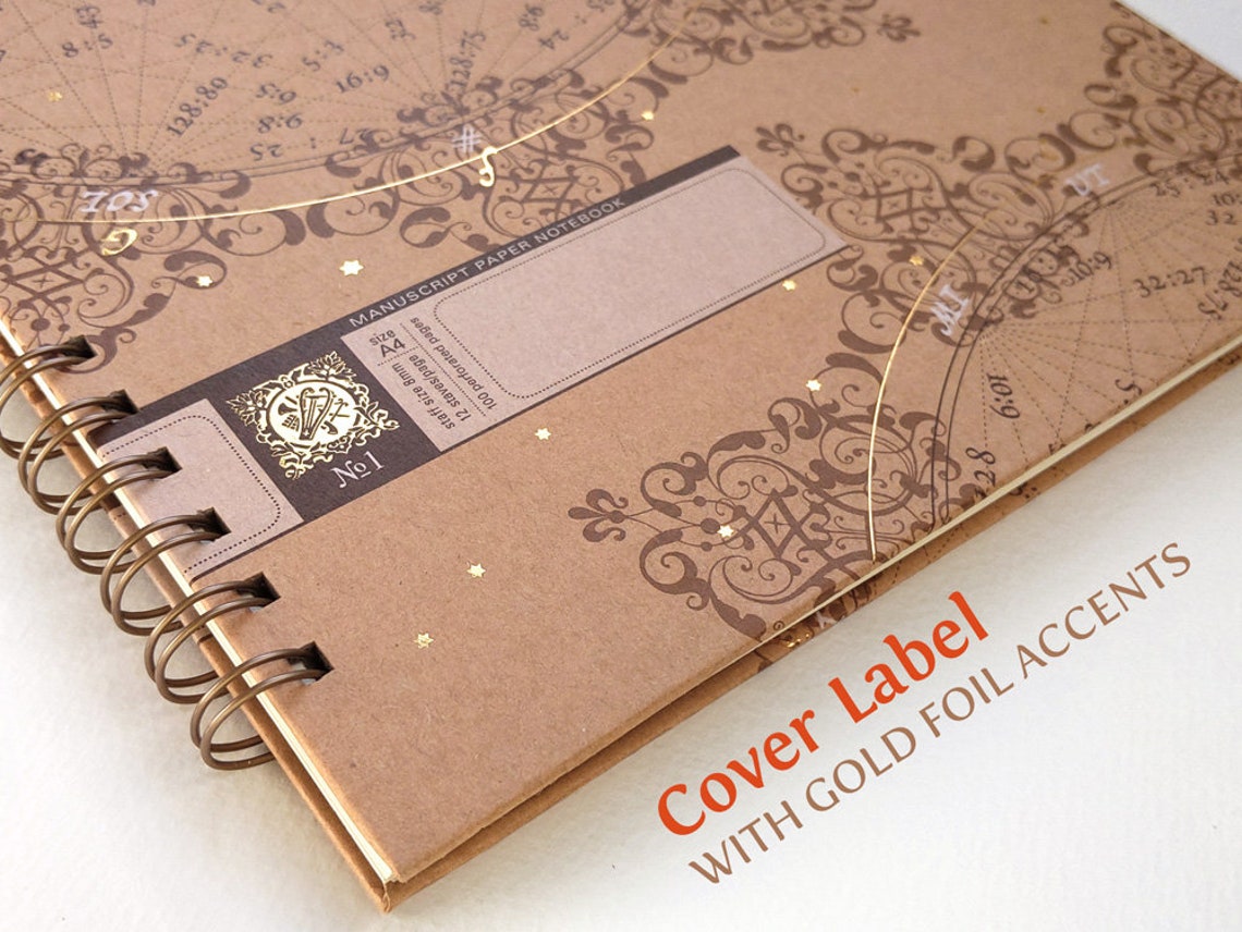 Designer Music Composition Notebook - Hardcover A4 100/120p Perforated ...