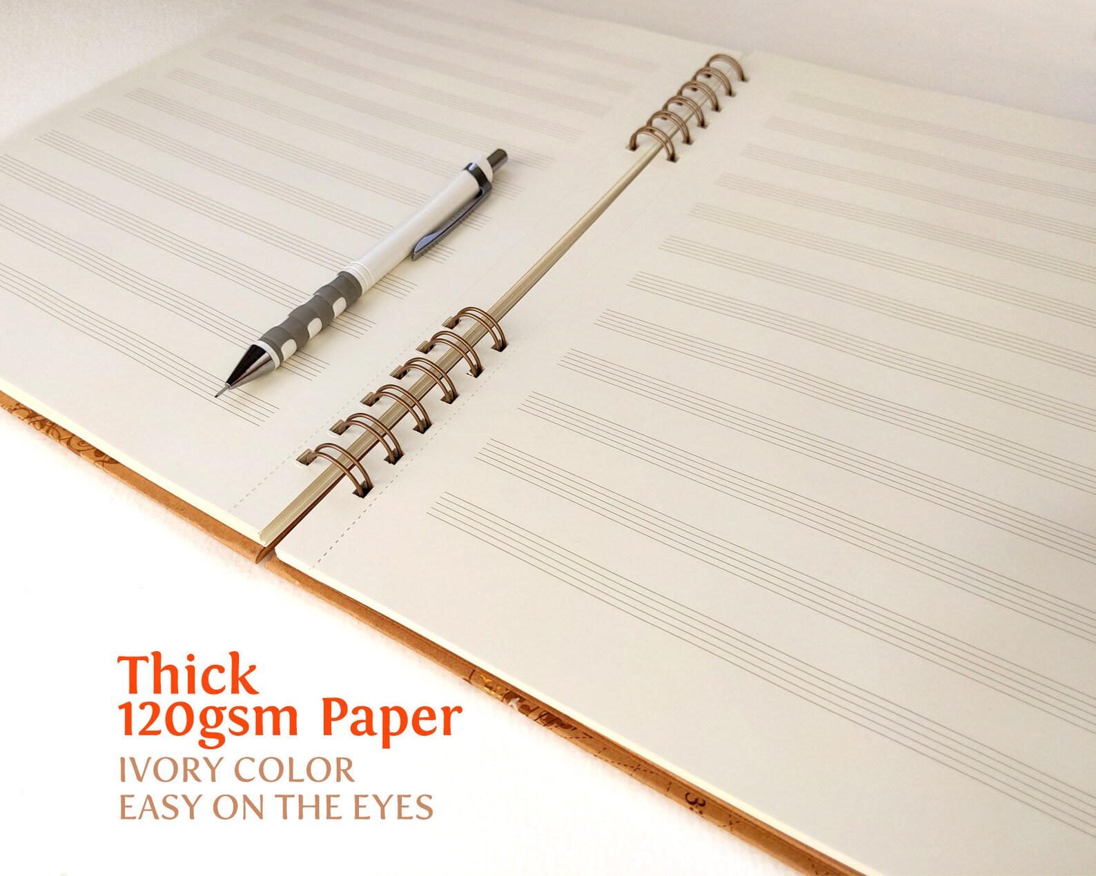 Designer Music Composition Notebook - Hardcover A4 100/120p Perforated ...