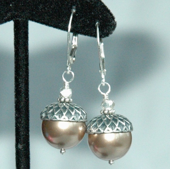 Sterling Silver Bronze Acorn EarringsAcorn EarringsCrystal | Etsy