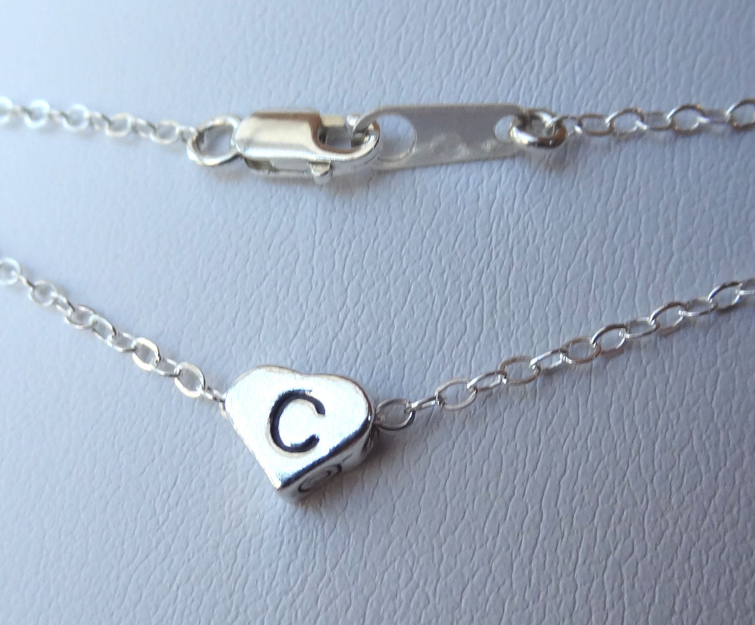 Silver Initial Heart Necklace,personalized Necklace,monogram Necklace ...