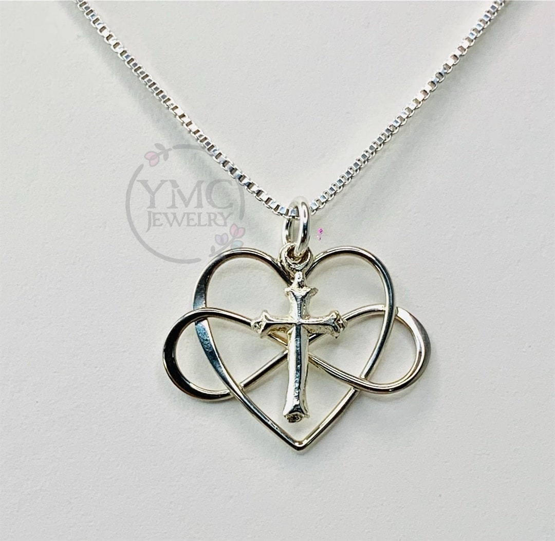 Sterling Silver Infinity Heart Cross Necklace for Girls,infinity ...