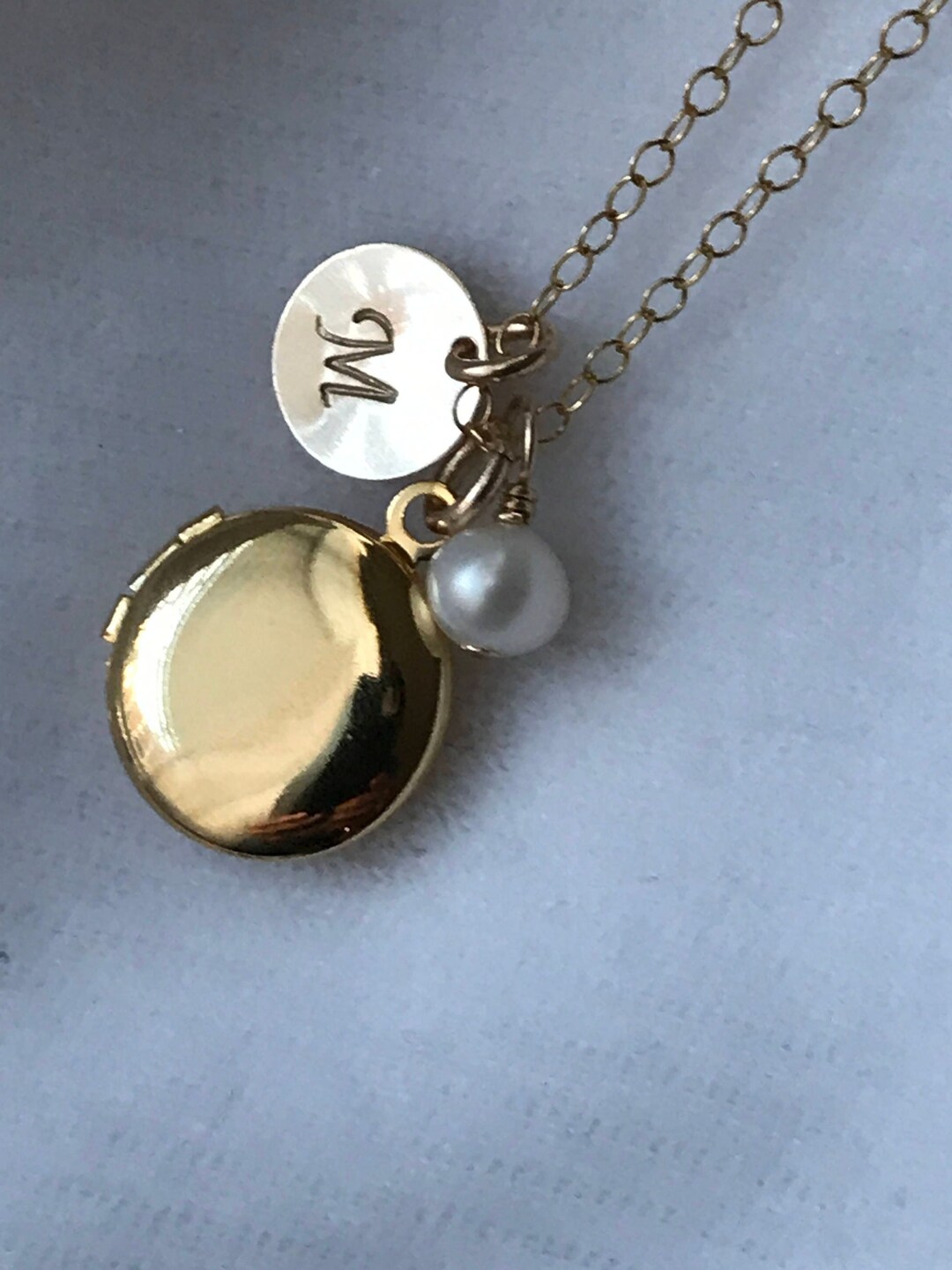Gold Initial Girl Round Locket Necklace,flower Girl Locket Necklace ...